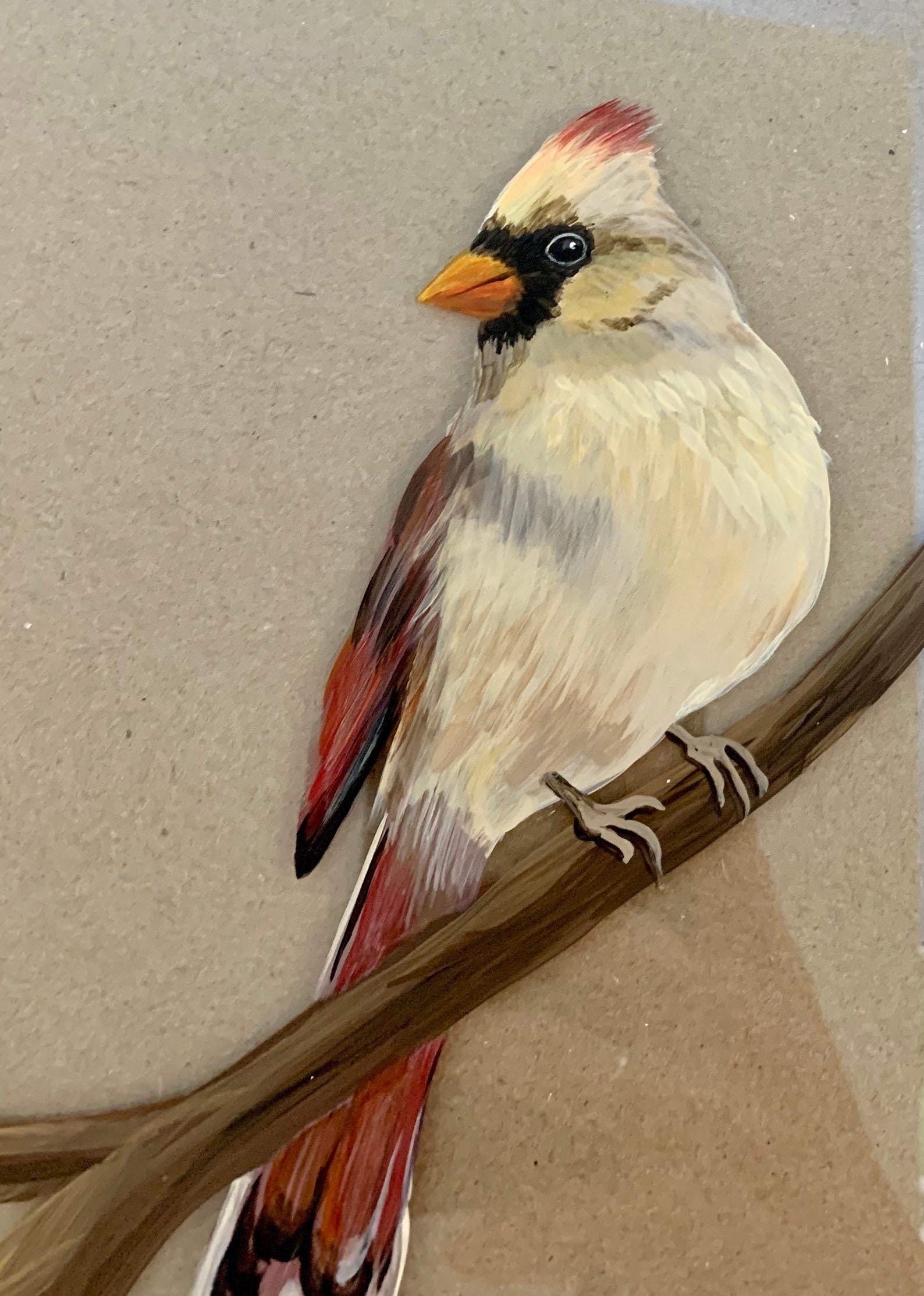 Cardinal Painted Window Old Painted Window Cardinal Art | Etsy