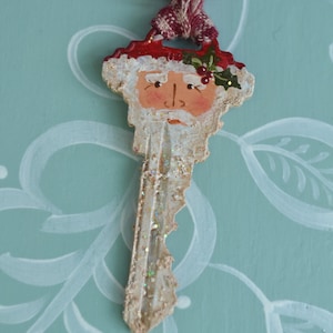 Santa Key Ornament, Painted Santa Key, Christmas Ornament, Handmade ...