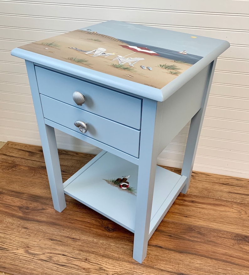 Beach End Table Ocean End Table Painted Beach Furniture | Etsy
