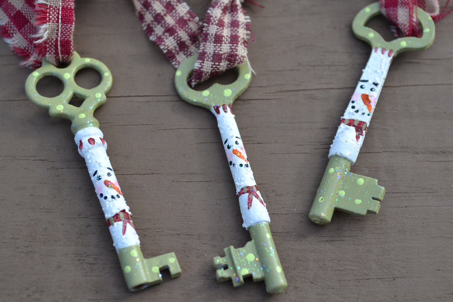 Snowman Key Ornament, Painted Snowman Ornament, Snowman Collectable ...