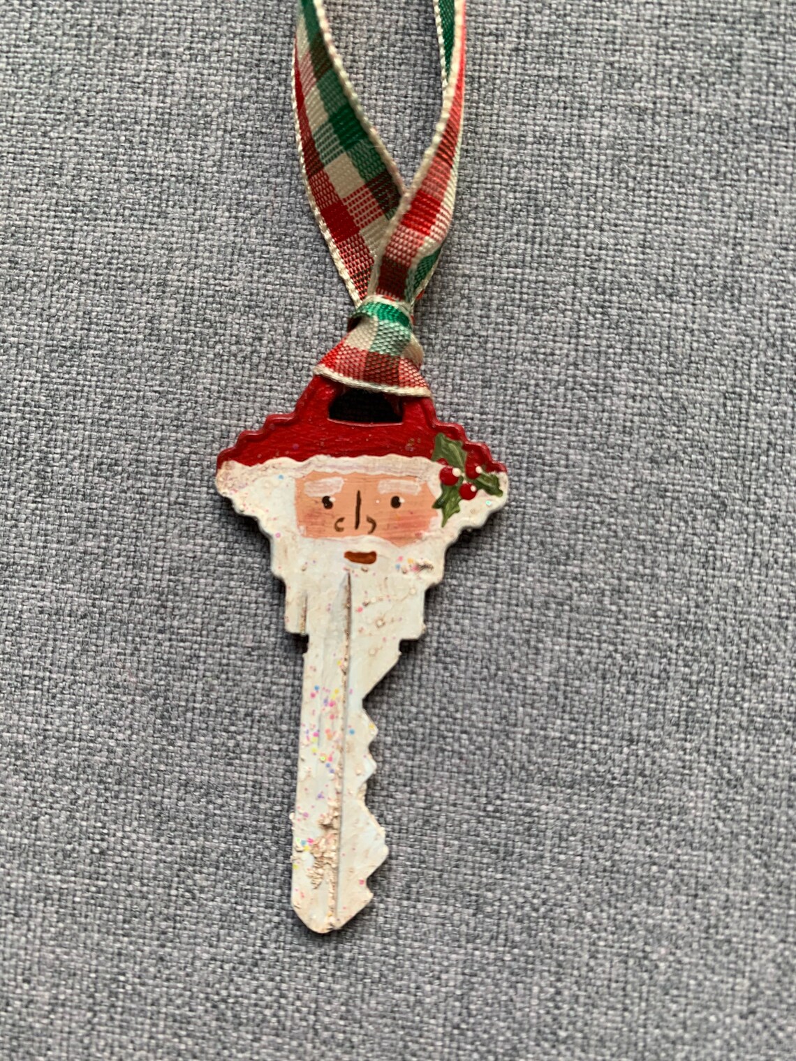 Santa Key Ornament Painted Santa Key Christmas Ornament | Etsy