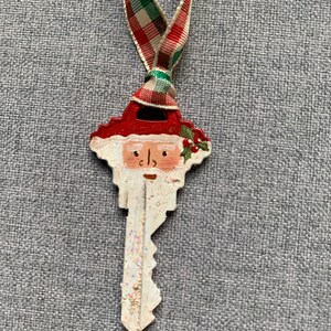 Santa Key Ornament, Painted Santa Key, Christmas Ornament, Handmade ...