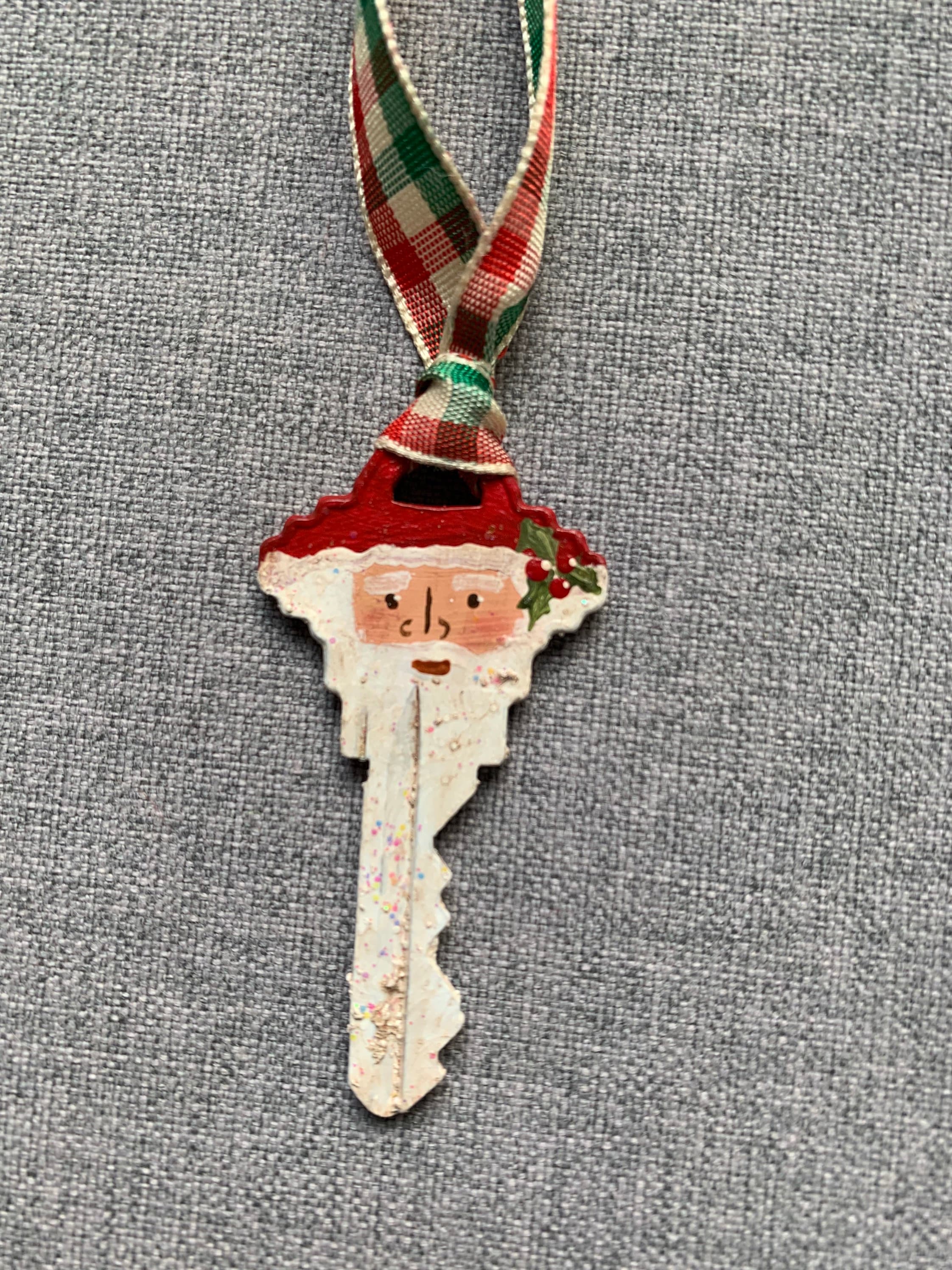 Santa Key Ornament, Painted Santa Key, Christmas Ornament, Handmade ...