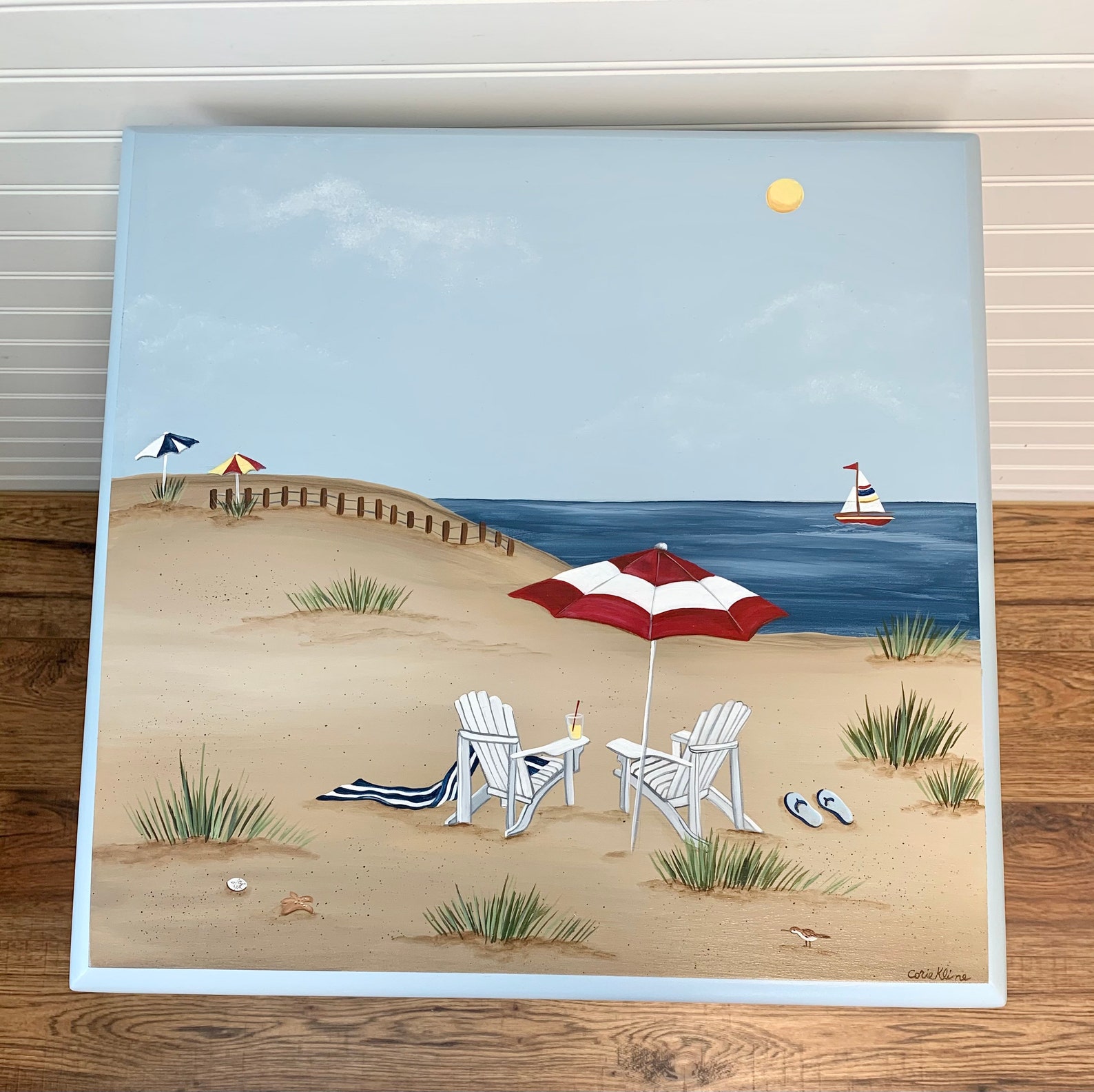 Beach End Table Ocean End Table Painted Beach Furniture | Etsy