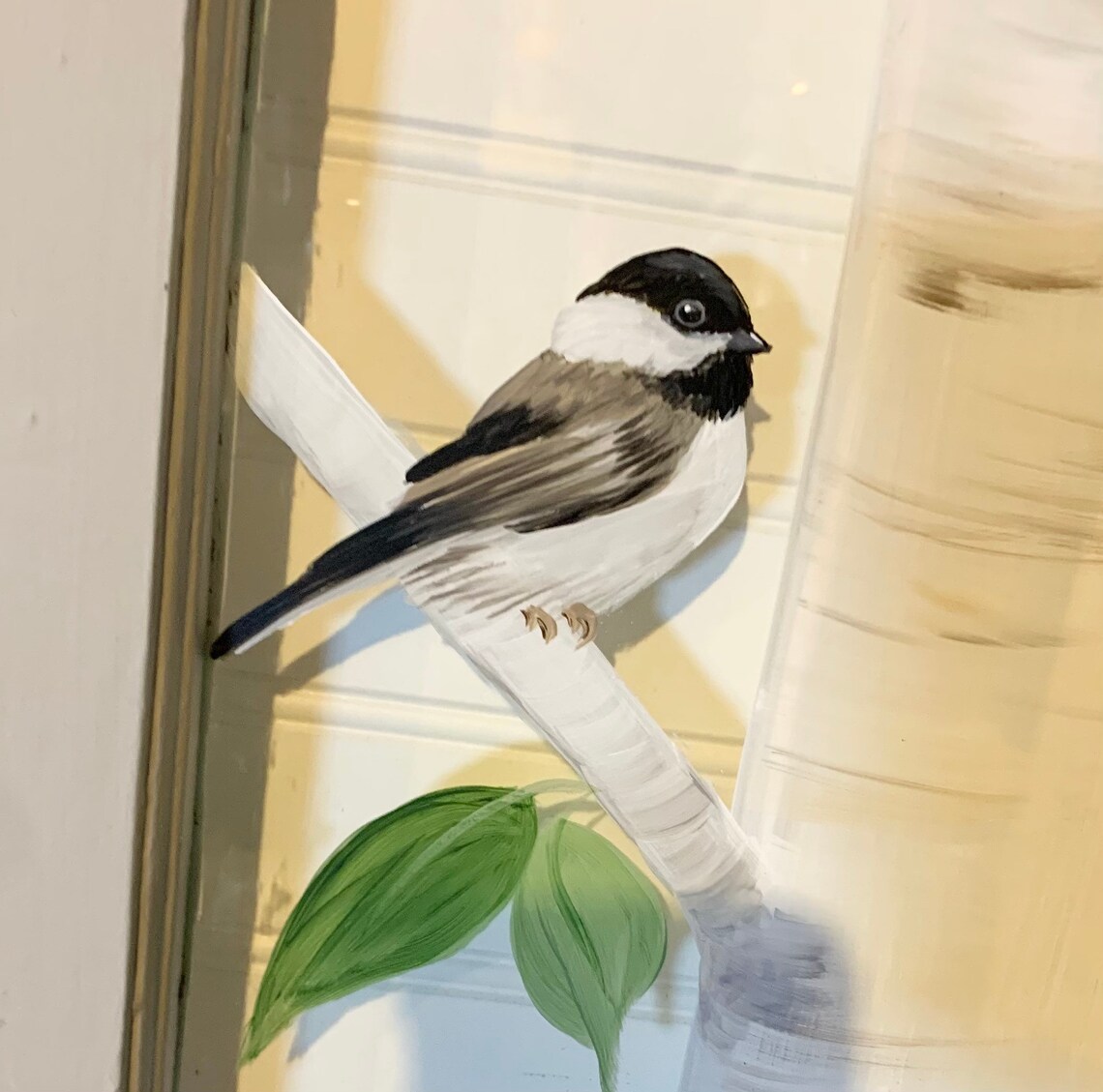 Painted Chickadee Window Birch Tree Art Chickadee Birch Art - Etsy