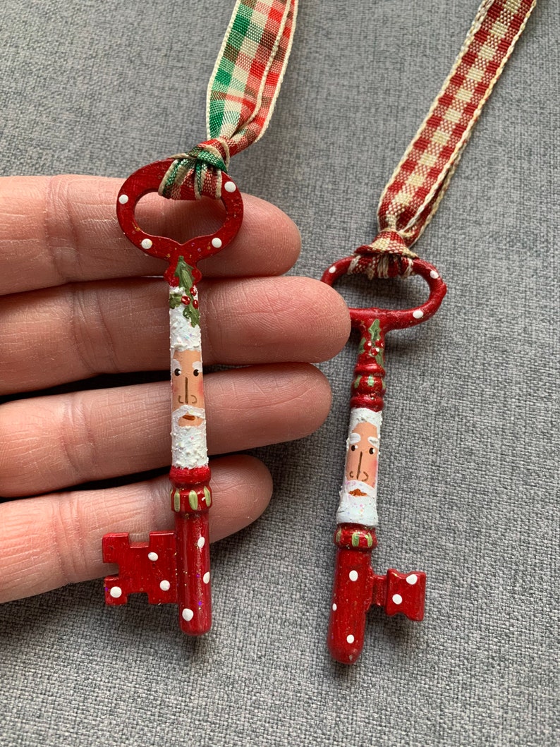 Santa Key Santa Ornament Old Skeleton Key Ornament Painted | Etsy