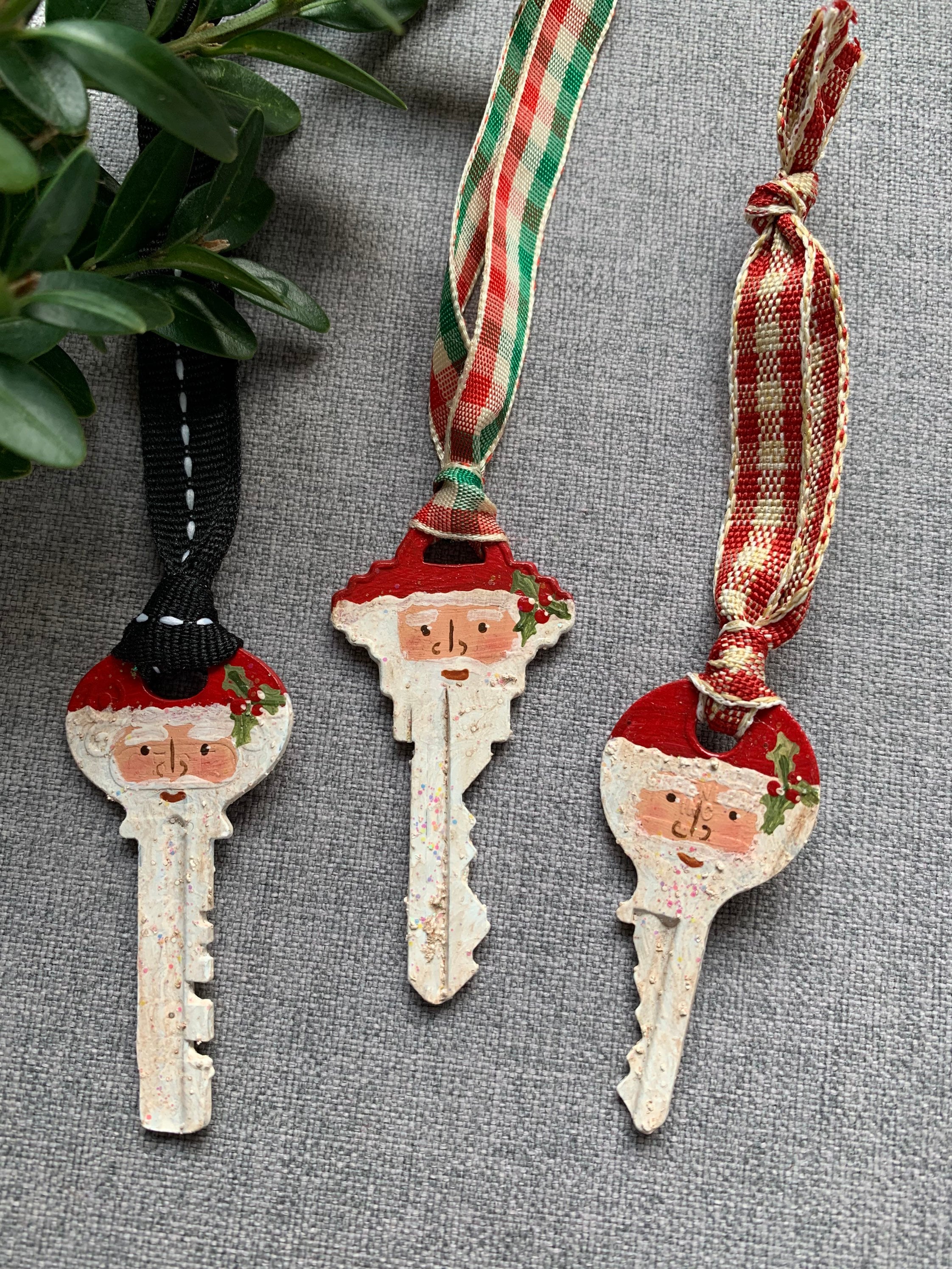 Santa Key Ornament Painted Santa Key Christmas Ornament | Etsy