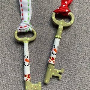 Snowman Key Ornament, Painted Snowman Ornament, Snowman Collectable ...