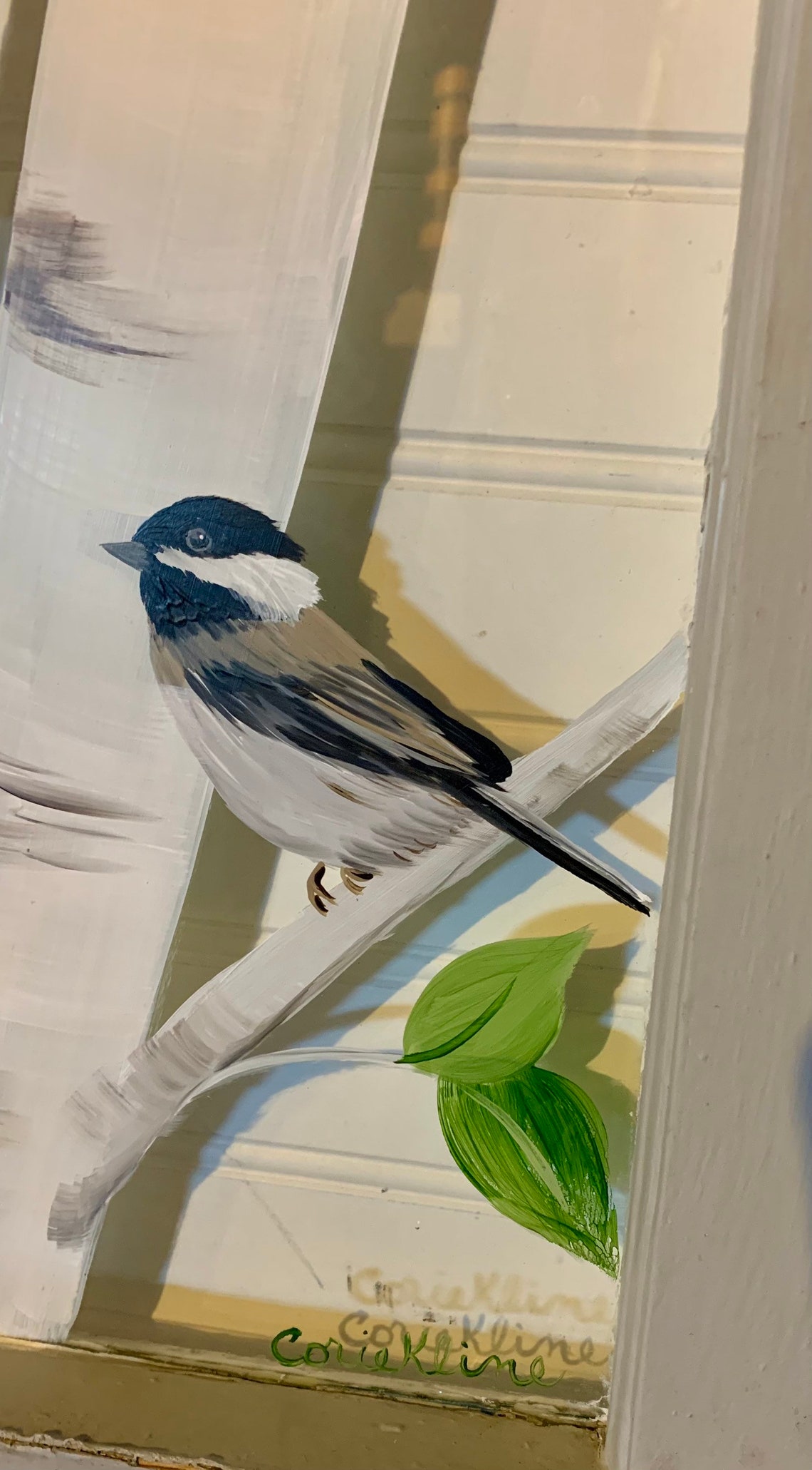 Painted Chickadee Window Birch Tree Art Chickadee Birch Art - Etsy