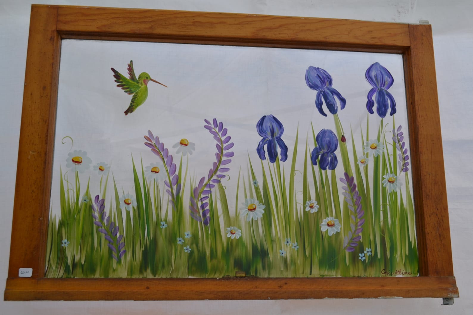 Painted Iris Window Old Window Art Painted Flower Window - Etsy