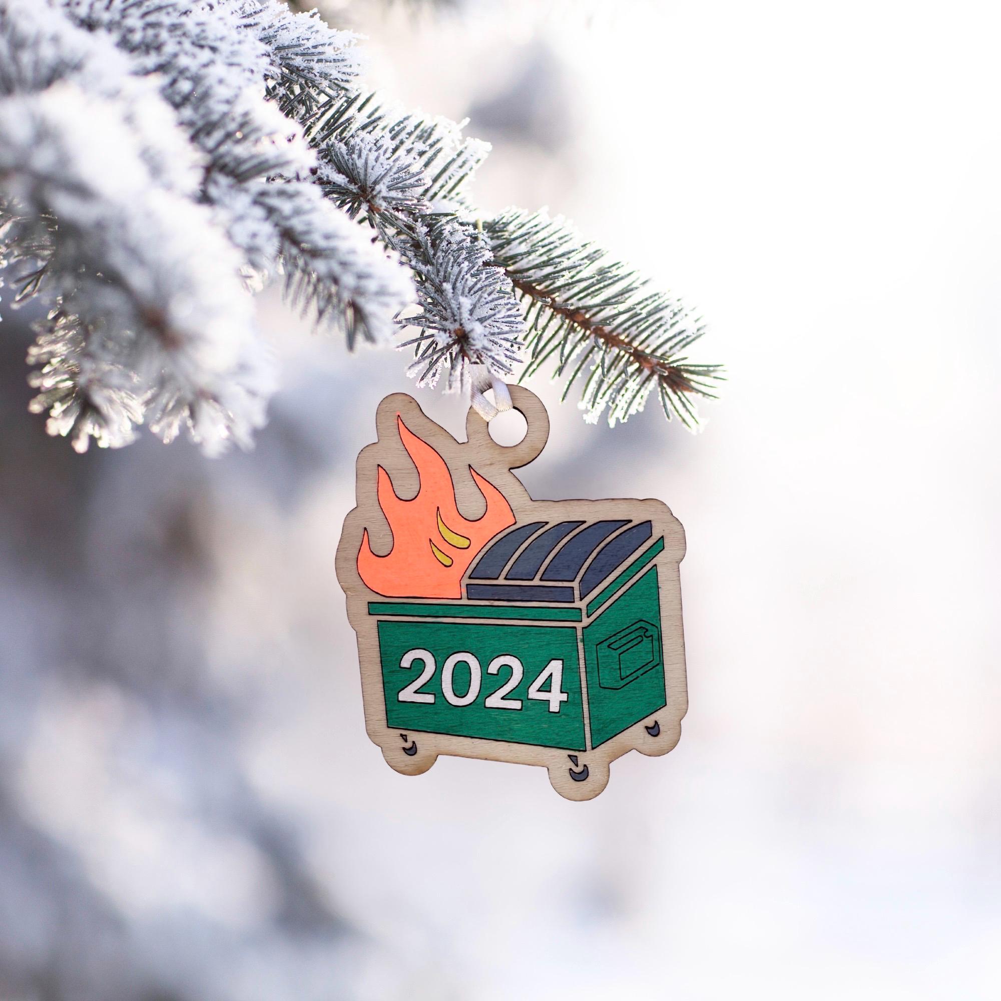 Dumpster Fire 2024 Year Hot Mess Christmas Ornament Holiday Gift Laser ...