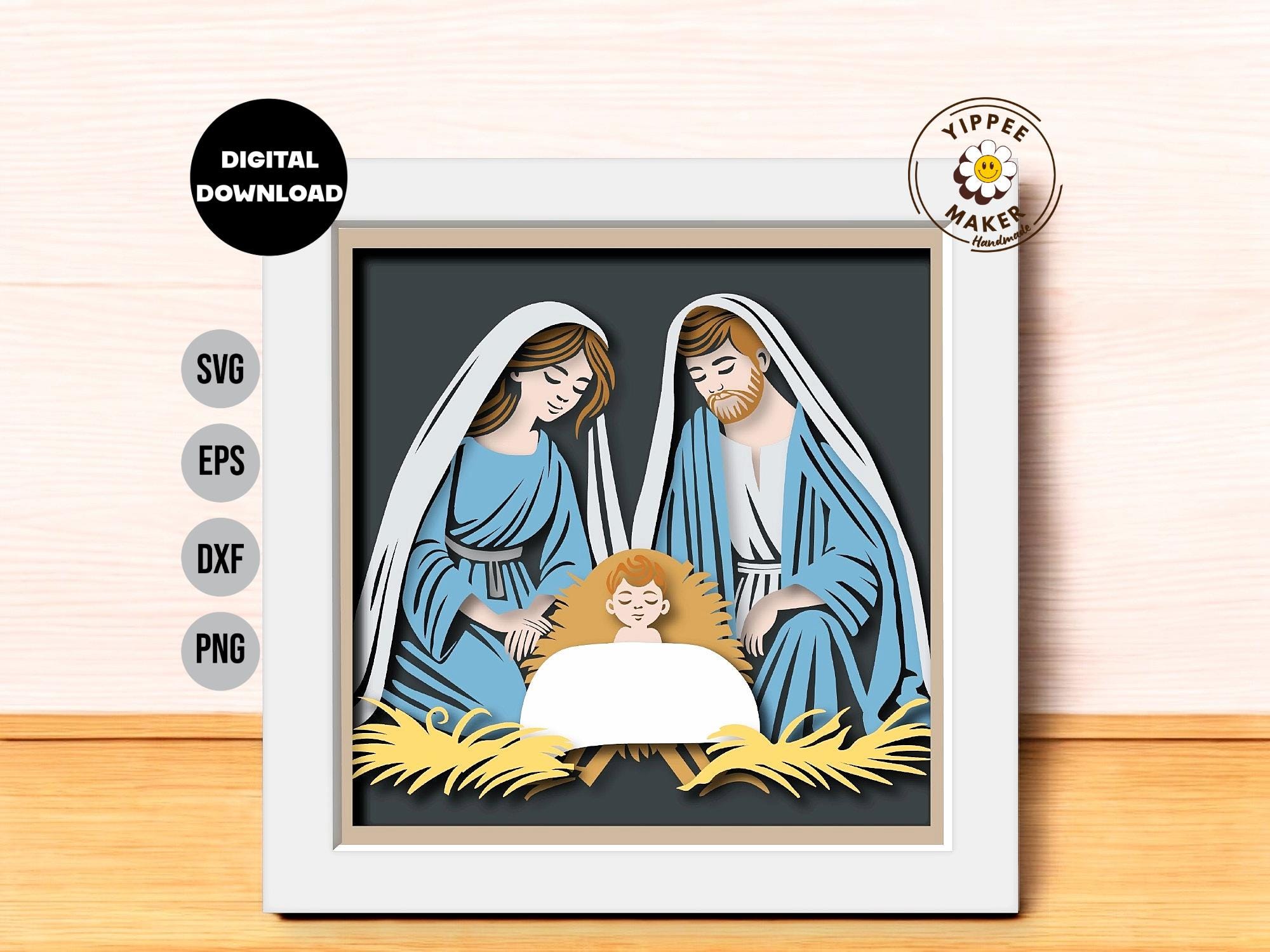 3D Nativity Scene Shadow Box: Layered Papercut SVG (digital Download ...
