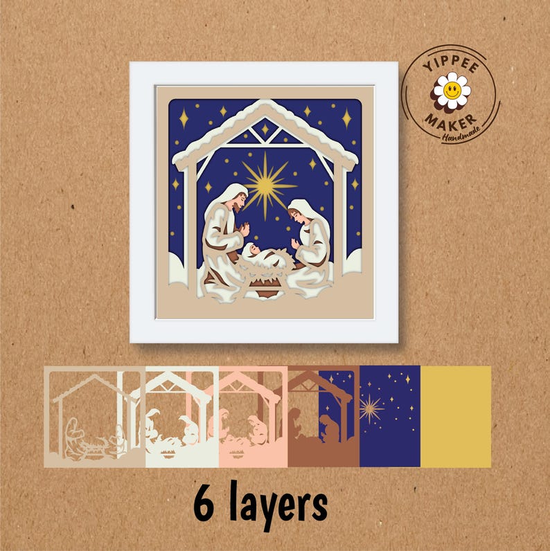 3D Nativity Scene Shadow Box: Layered Papercut SVG (digital Download ...