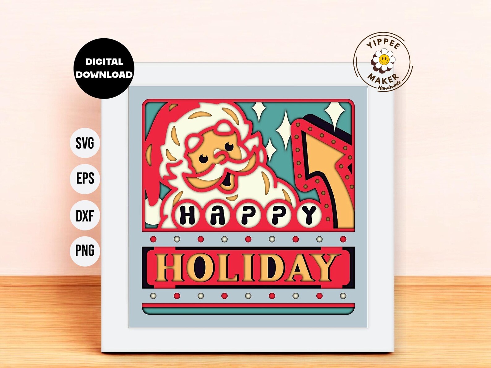 3D Santa Shadow Box - Christmas Shadow Box SVG Christmas Layered ...