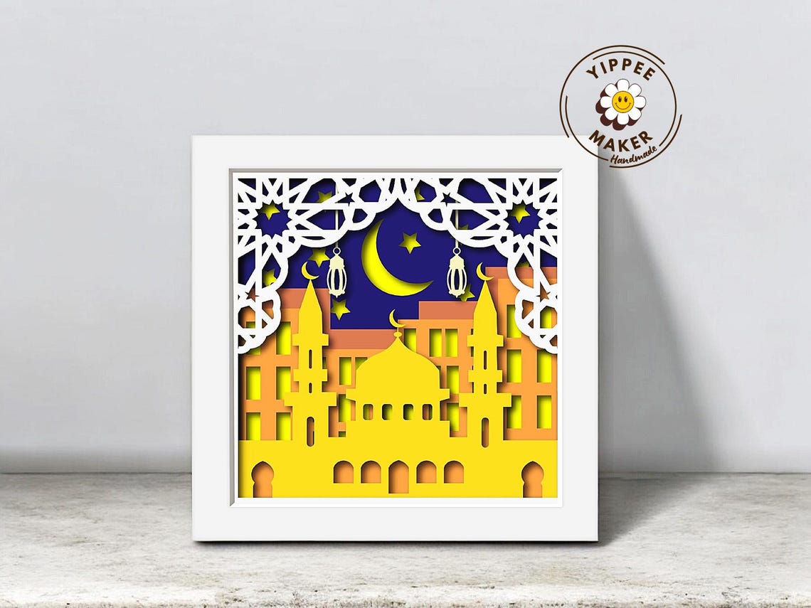 3D Mosque Shadow Box - Islam Shadow Box SVG Eid Ramzan Ramadan Layered ...