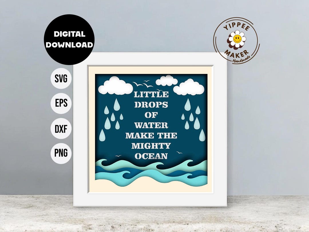 Motivational Quotes Shadow Box - Little Drops of Water Living Room ...