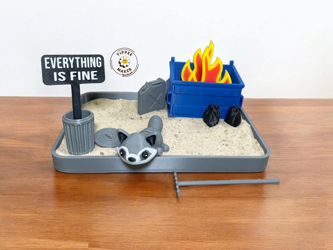 Dumpster Fire Zen Garden - Desk Accessory Sand Garden DIY Kit Gifts for ...