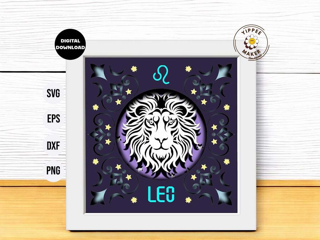 3D Leo Zodiac Star Sign Shadow Box - Astrology Signs 3D SVG Shadow Box ...