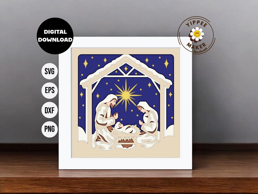 3D Nativity Scene Shadow Box: Layered Papercut SVG (digital Download ...