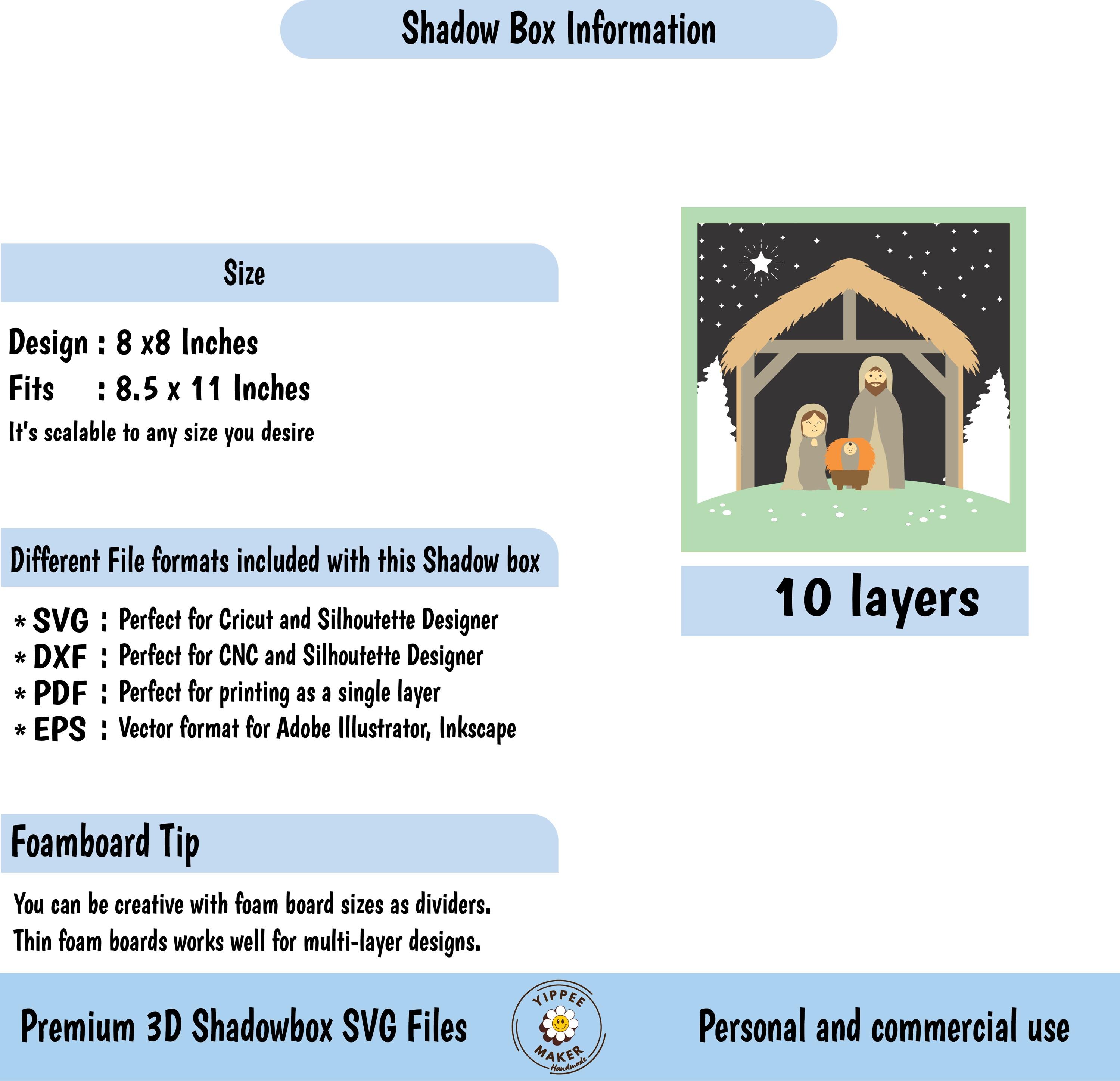 3D Nativity Scene Shadow Box - Christmas Shadow Box SVG Christmas ...