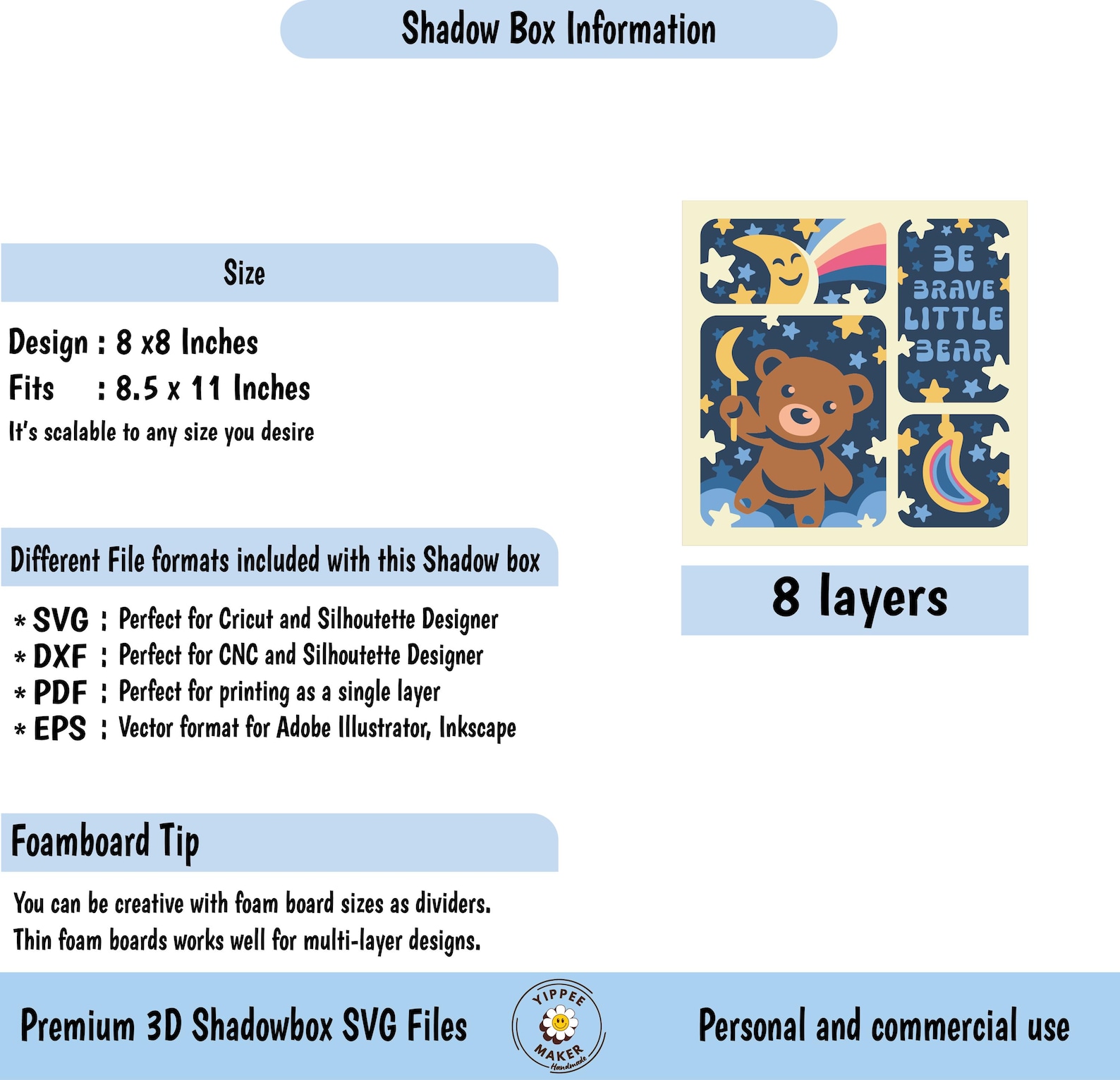 3D Bear Shadow Box - Nursery Shadow Box Layered Paper Art Be Brave Svg ...