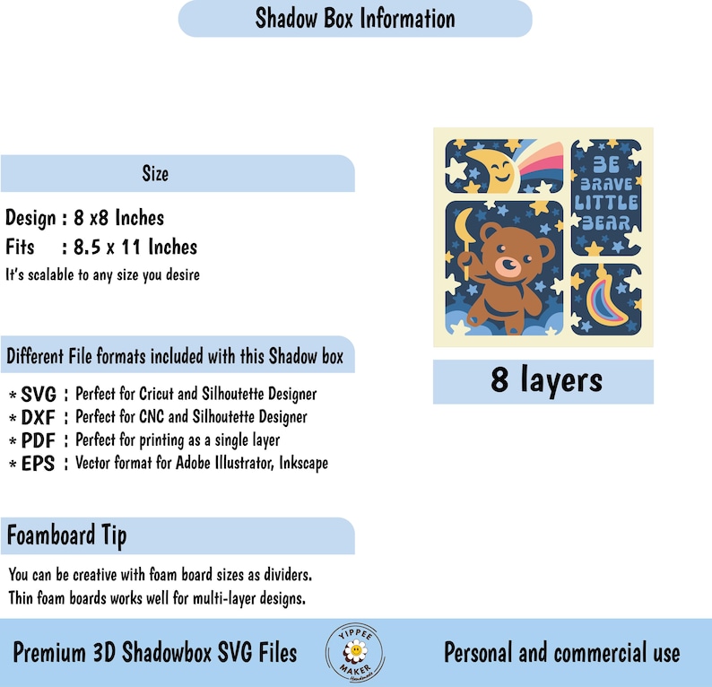 3D Bear Shadow Box - Nursery Shadow Box Layered Paper Art Be Brave Svg ...