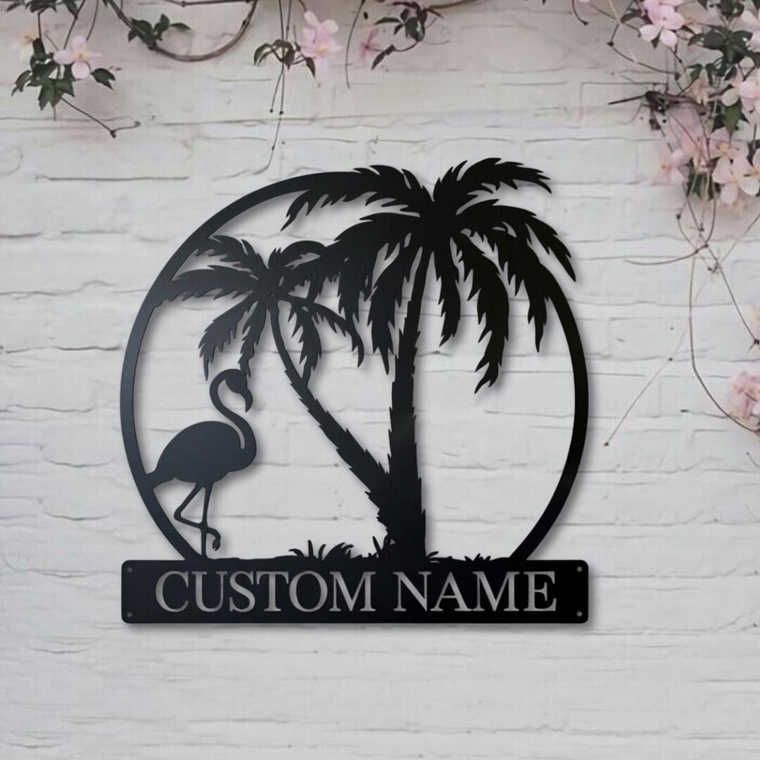 Custom Flamingo Metal Wall Sign Personalized Flamingo Metal Wall Art ...
