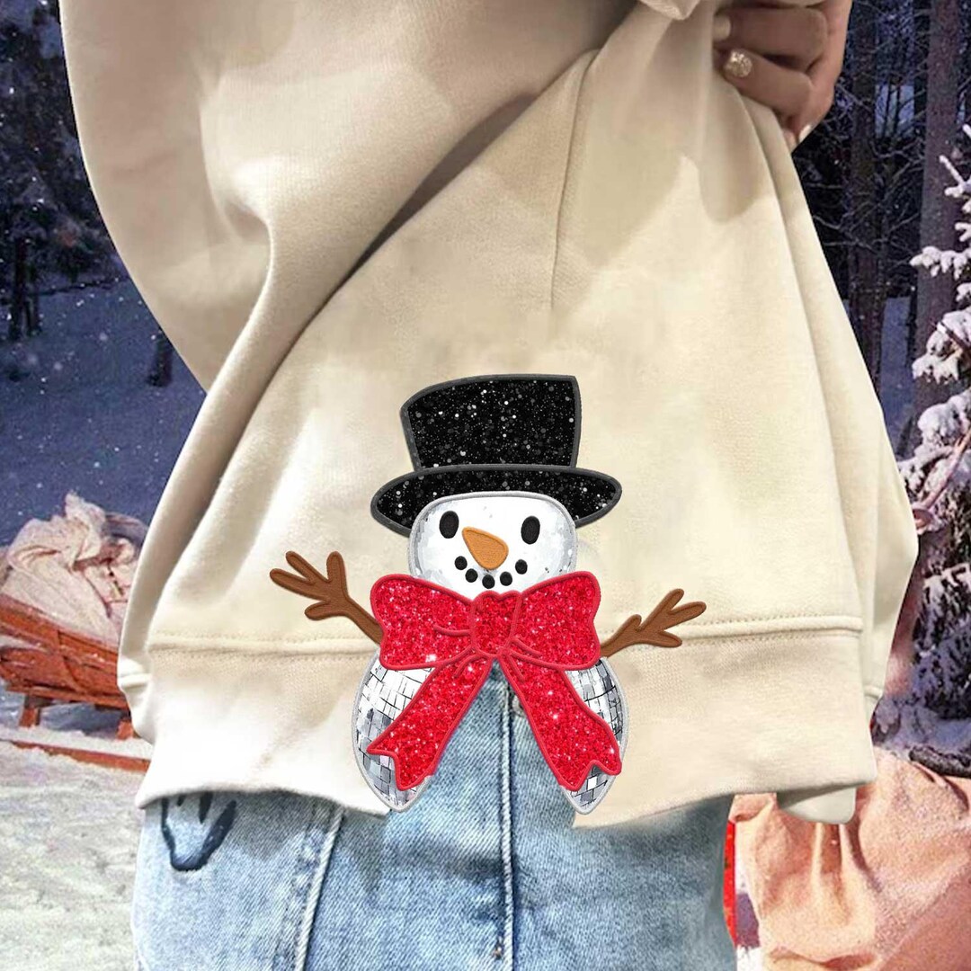 Side Bow Snowman Cut-out Embroidery Design PNG, Bow Christmas ...