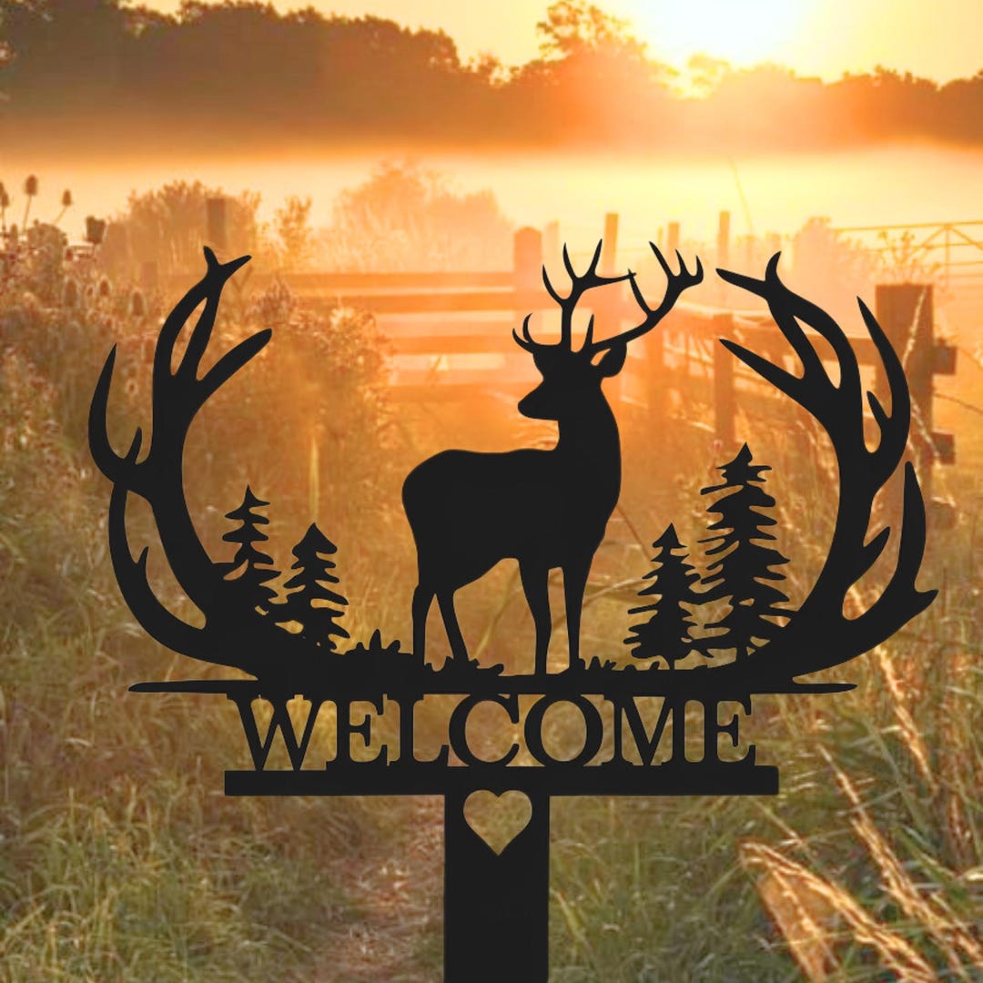Custom Deer Hunting Metal Address Sign House Number Hanging Address ...