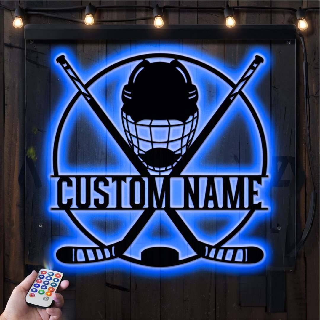Personalized Hockey Name Sign, Metal Wall Art, Hockey Name Sign, Sports ...