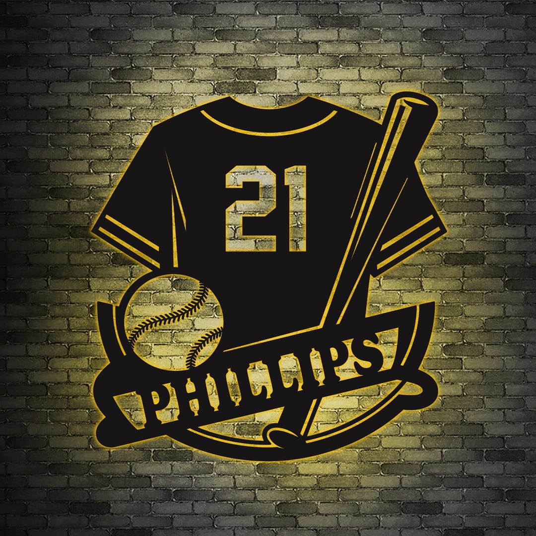 Custom Jersey Baseball Name Sign With Led Personalized Metal Baseball ...