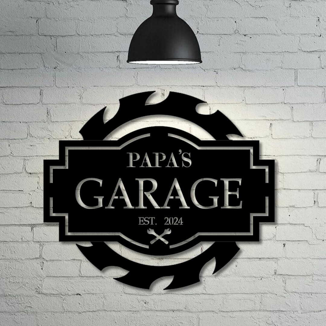 Personalized Papas Work Shop Metal Sign, Shop Sign for Dad Fathers Day ...