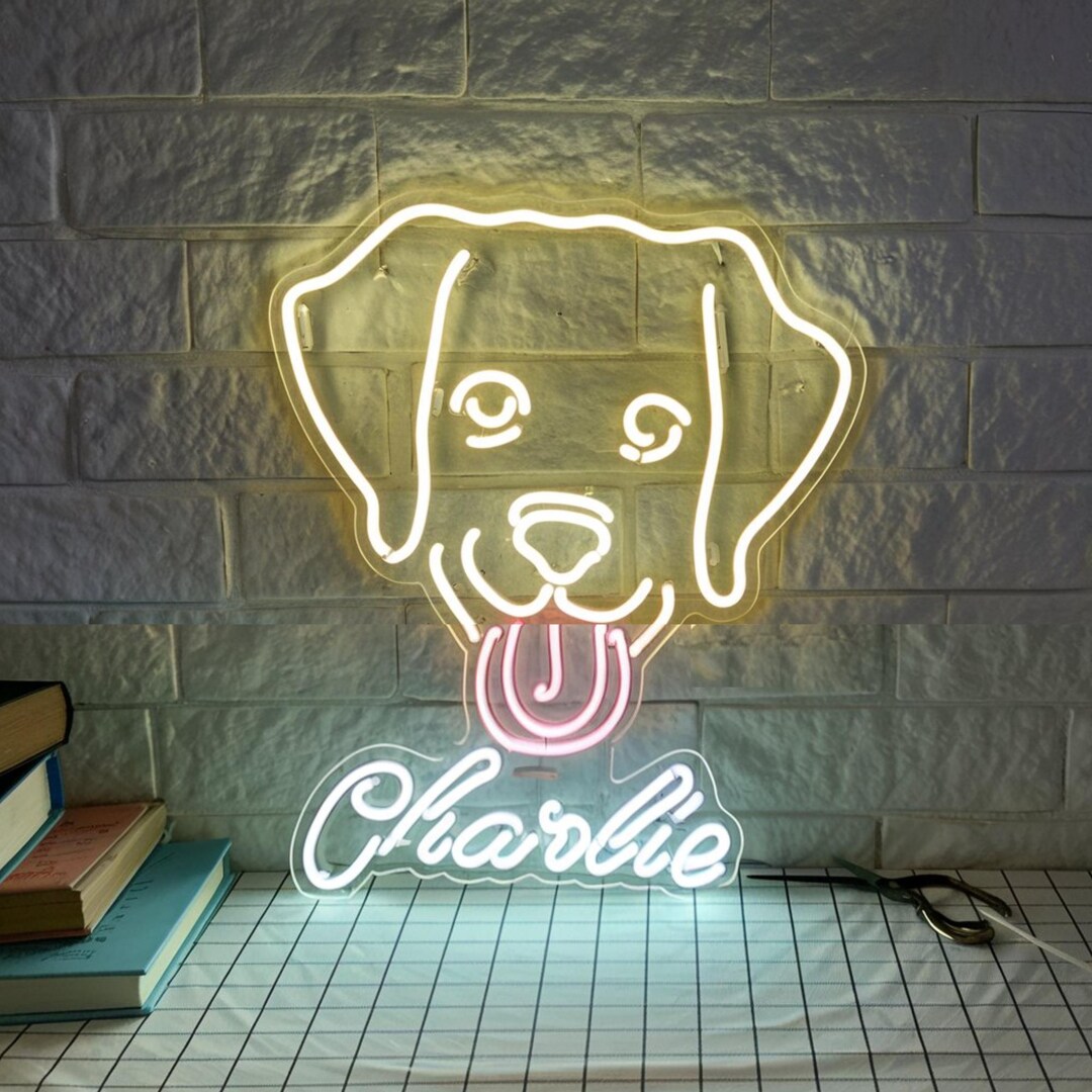 Personalized Neon Sign Dog Portrait LED Neon Light Sign Home Room Wall ...