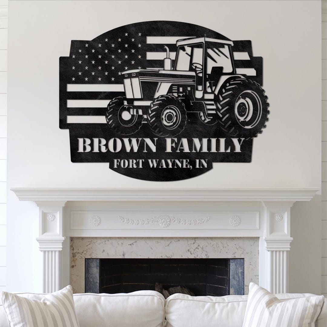 Custom Tractor Farm Metal Sign With LED Light, Tractor Name Sign ...