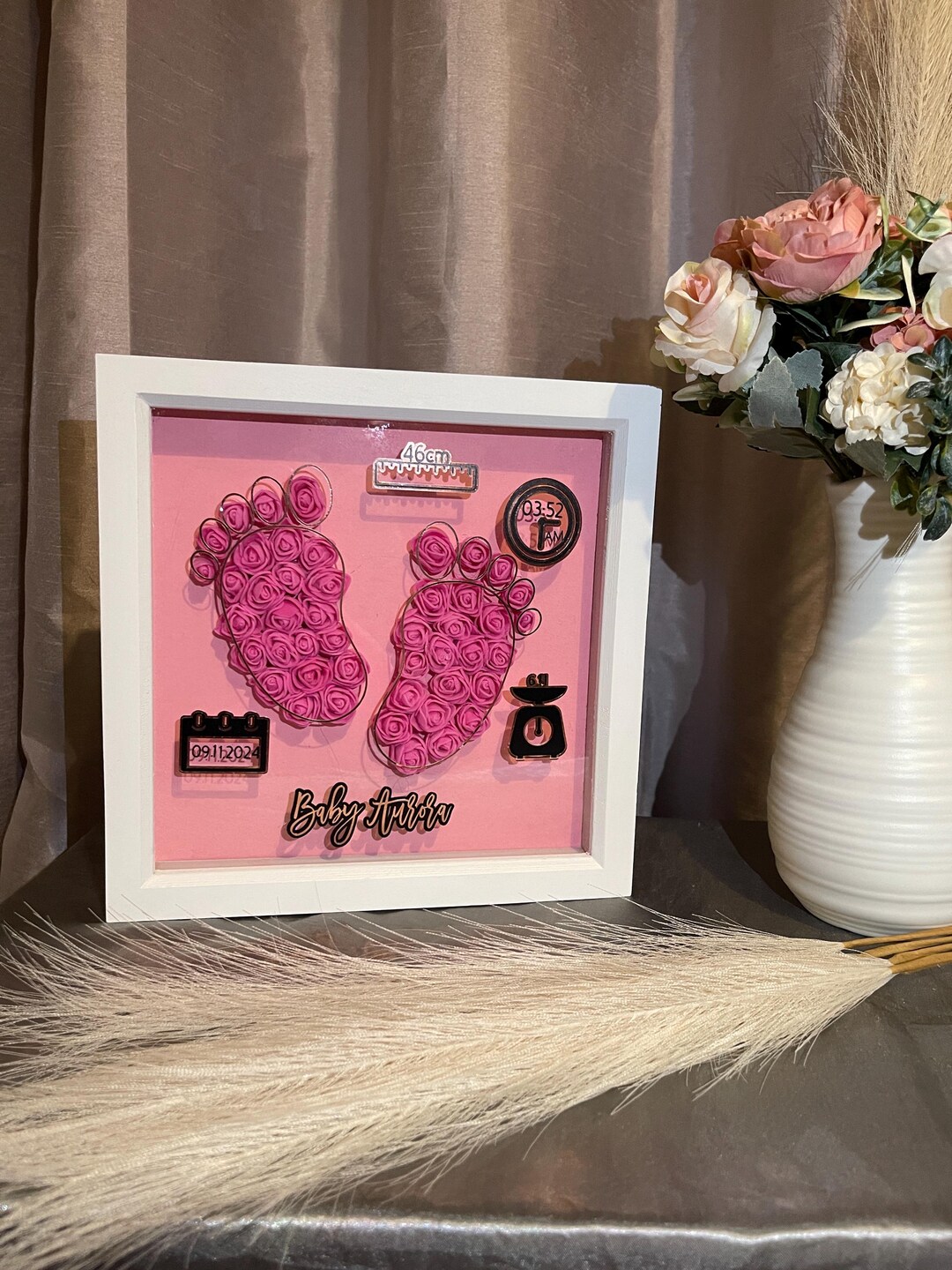 NEW BABY Nursery Decoration Flower Shadow Box Baby Shadow Box Animal ...