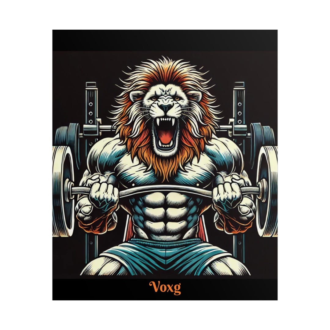 Strength Training Lion Unframed Poster, Gym Decor, Fitness Art ...