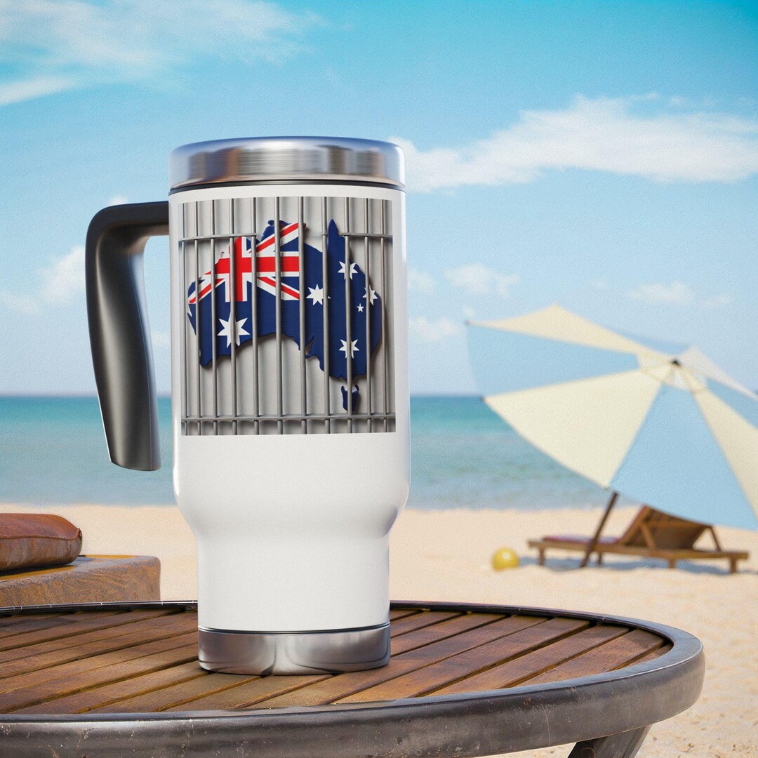 Australian Flag Travel Mug With Handle, 14oz Perfect for Road Trips ...