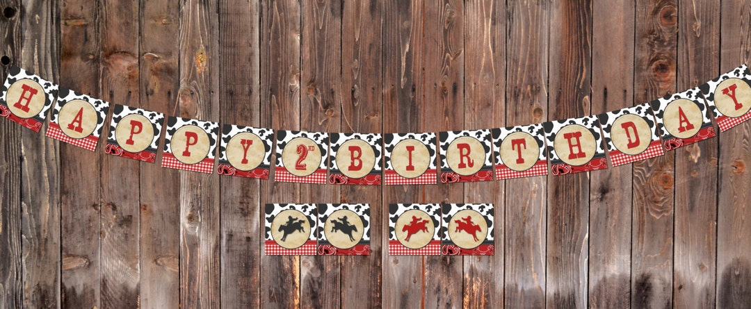 INSTANT DOWNLOAD: Cowboy Western Themed Happy Birthday Banner - Print ...