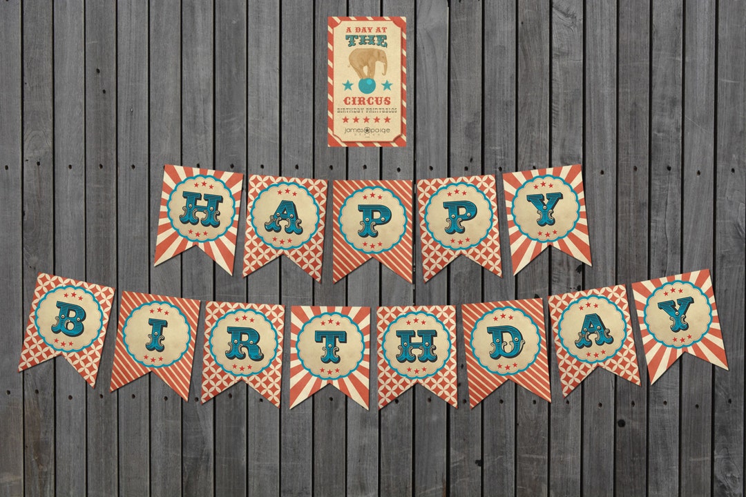 INSTANT DOWNLOAD: A Day at the Circus Printable Happy Birthday Banner ...