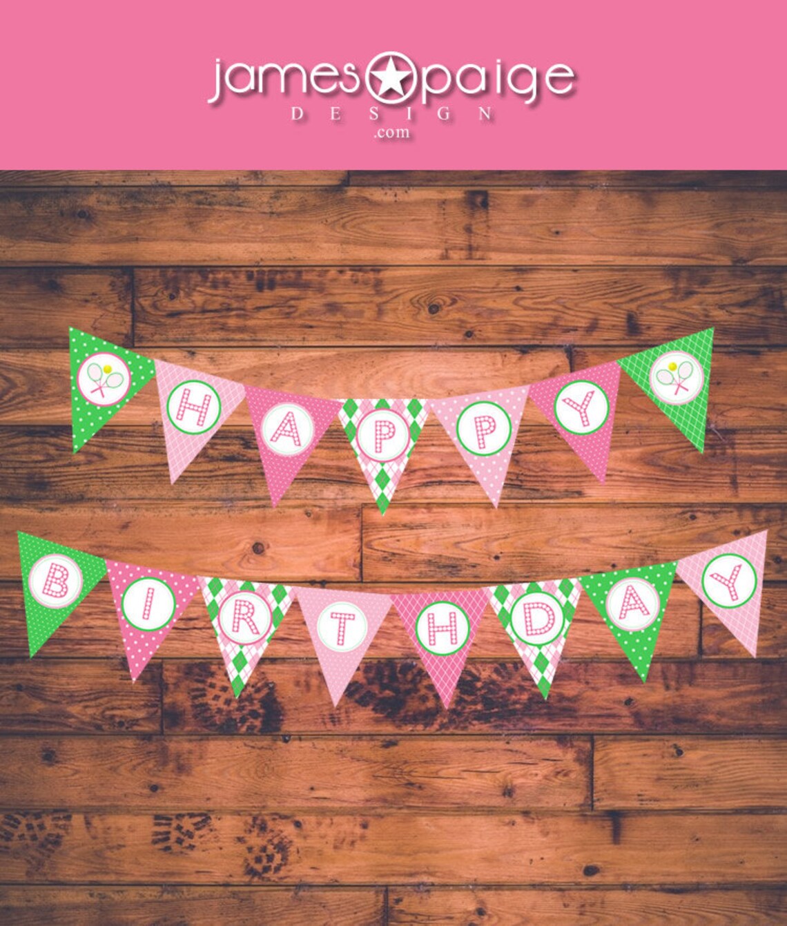 INSTANT DOWNLOAD: Preppy Tennis Themed Birthday Banner - Etsy