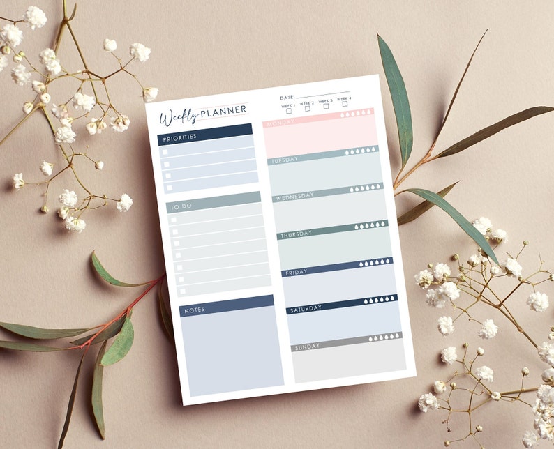 Downloadable 8.5x11 Weekly Planner and to Do List Undated - Etsy