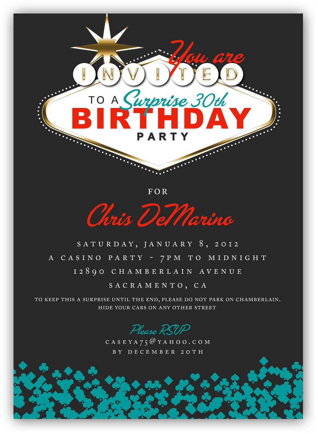 Fabulous Las Vegas Themed Party Invitation 4x6 or 5x7 - Etsy