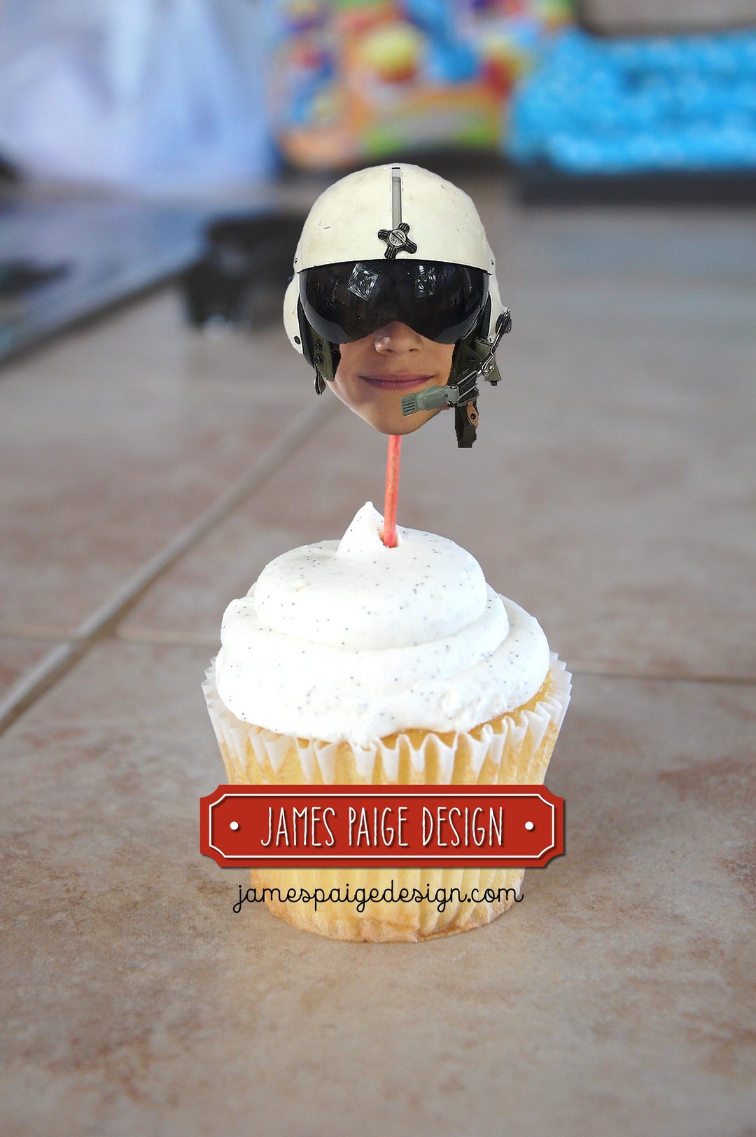 Fighter Jet Pilot Birthday Photo Face Cupcake Toppers - Digital File - Etsy