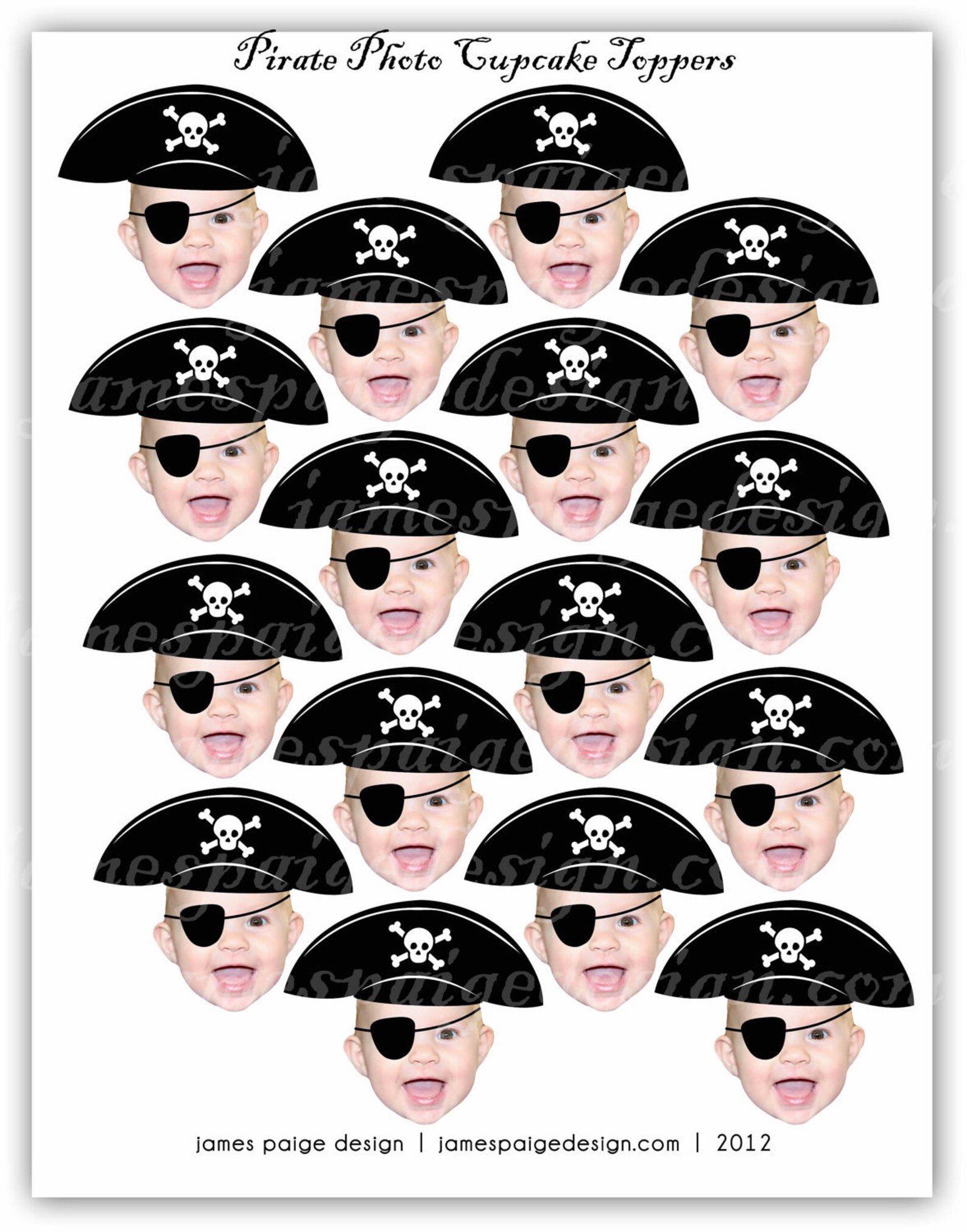 DIY Pirate Hat Photo Cupcake Toppers digital File - Etsy