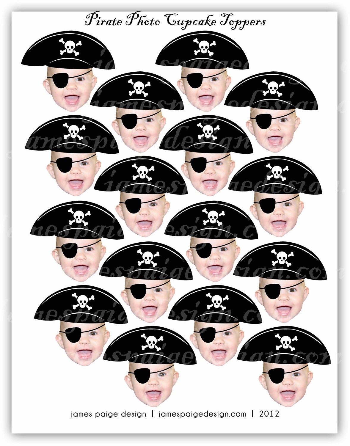 DIY Pirate Hat Photo Cupcake Toppers digital File | Etsy