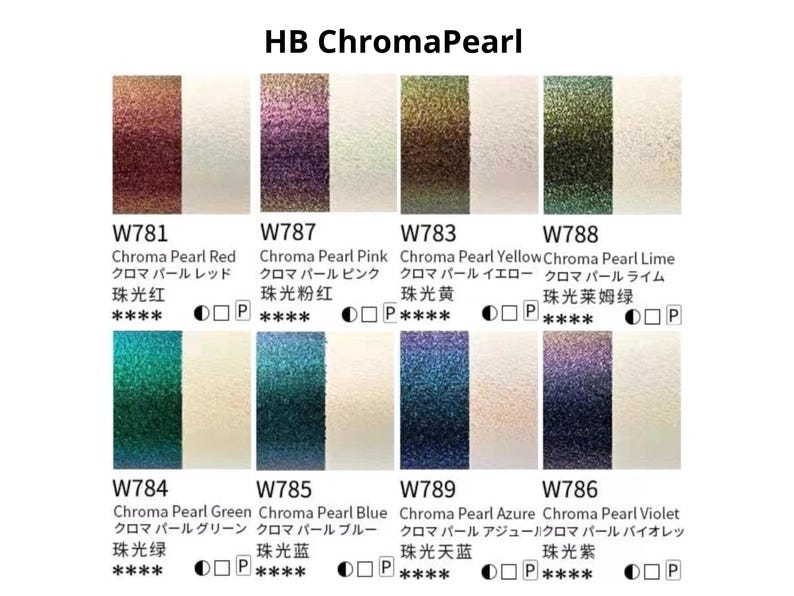HB Iridescent Watercolor Set – Chromashine / Chromapearl – 8 Colors in ...