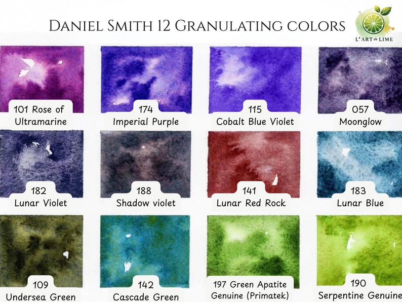 Daniel Smith 12 Granulating Colors | Handmade Watercolor Set | 0.8ml in ...