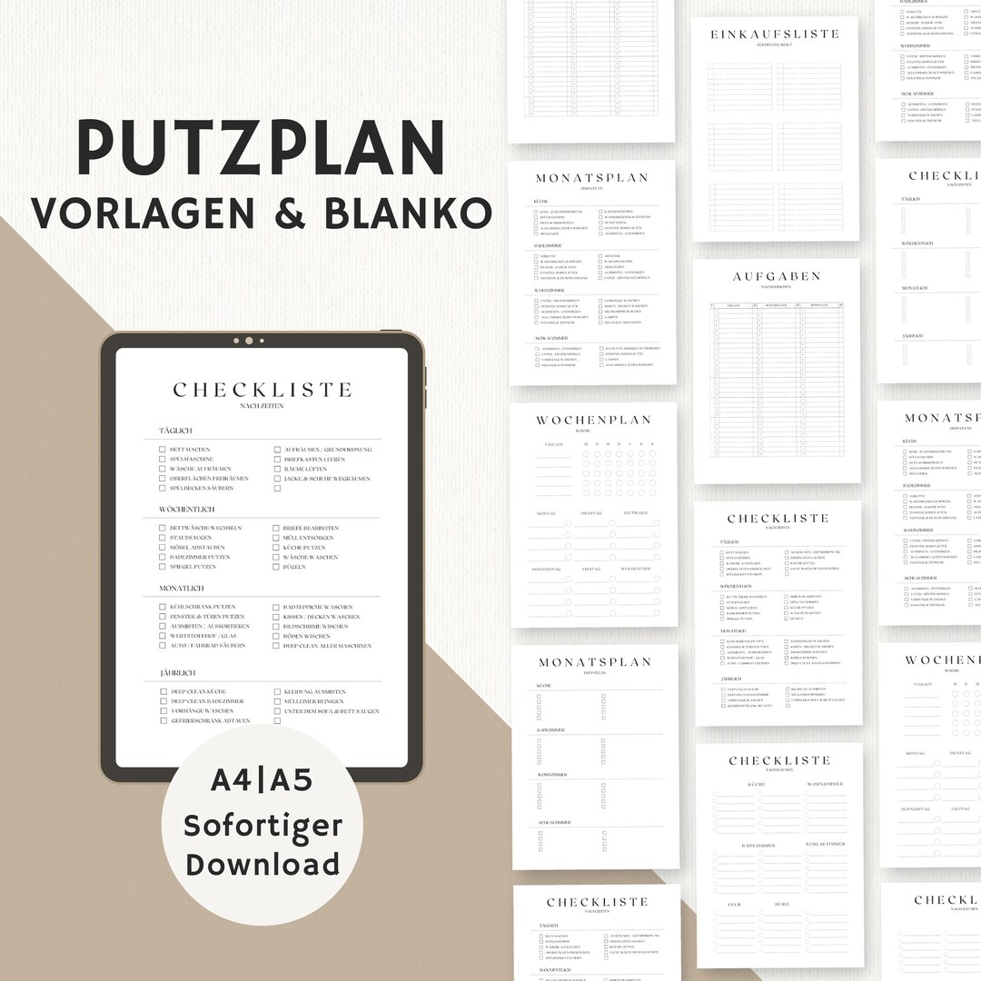 Cleaning Plan German Cleaning Calendar Cleaning Plan Template A4 A5 for ...