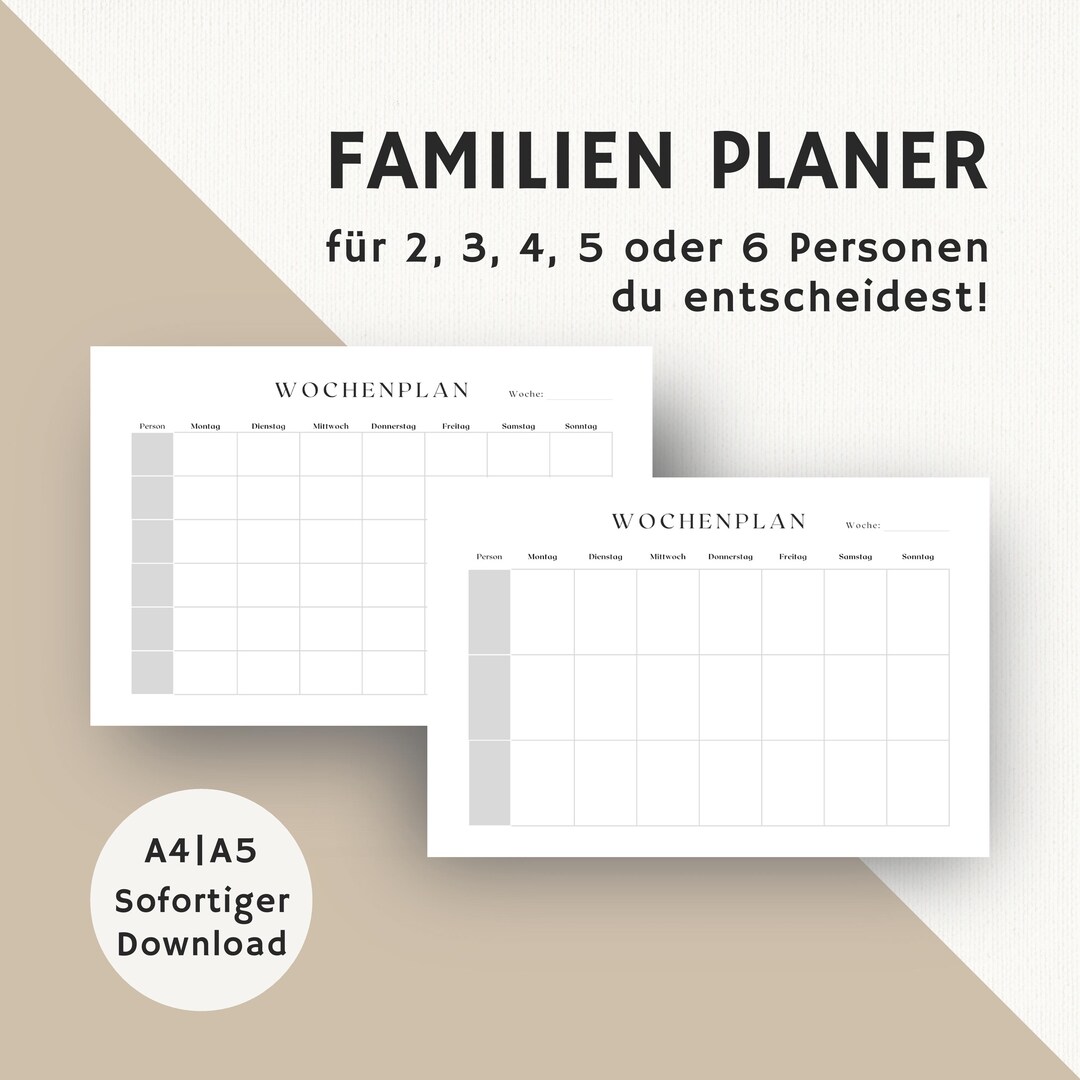 Family Planner to Print | Weekly Planner Family | 2 to 6 People ...