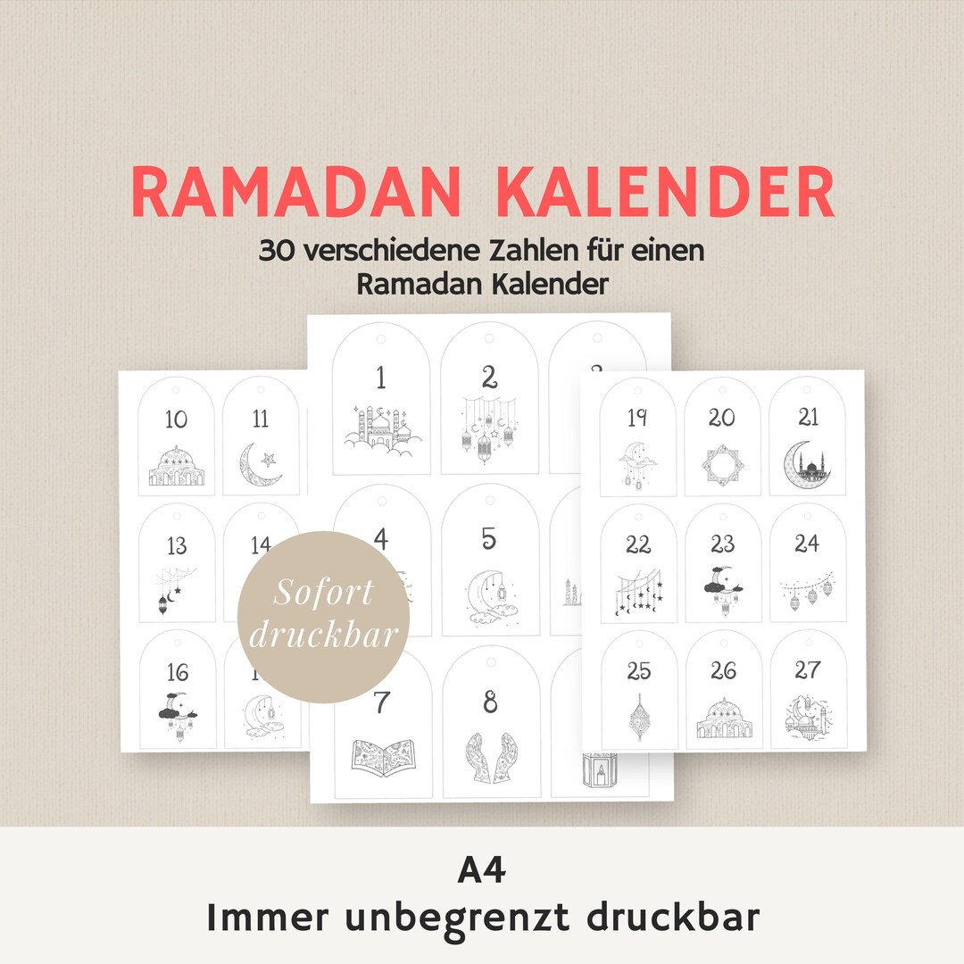 Ramadan Calendar Numbers to Print Make Your Own Ramadan Calendar DIY ...
